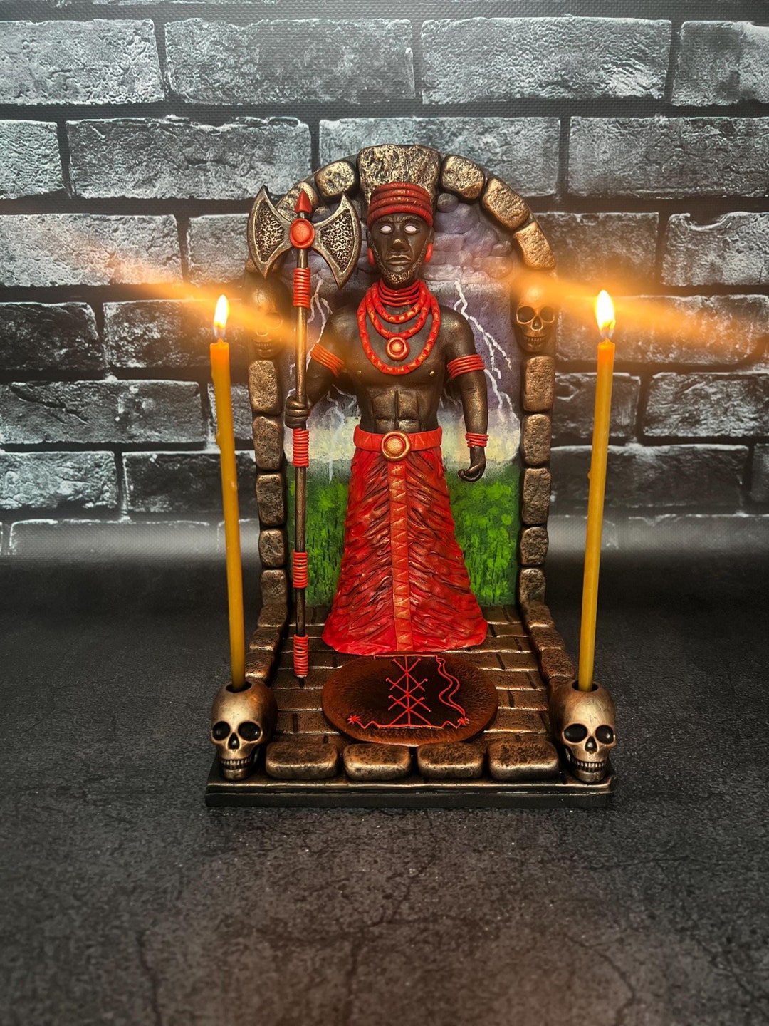 Shango Altar Statue – Yoruba Thunder God Figurine Voodoo, African Magic ...