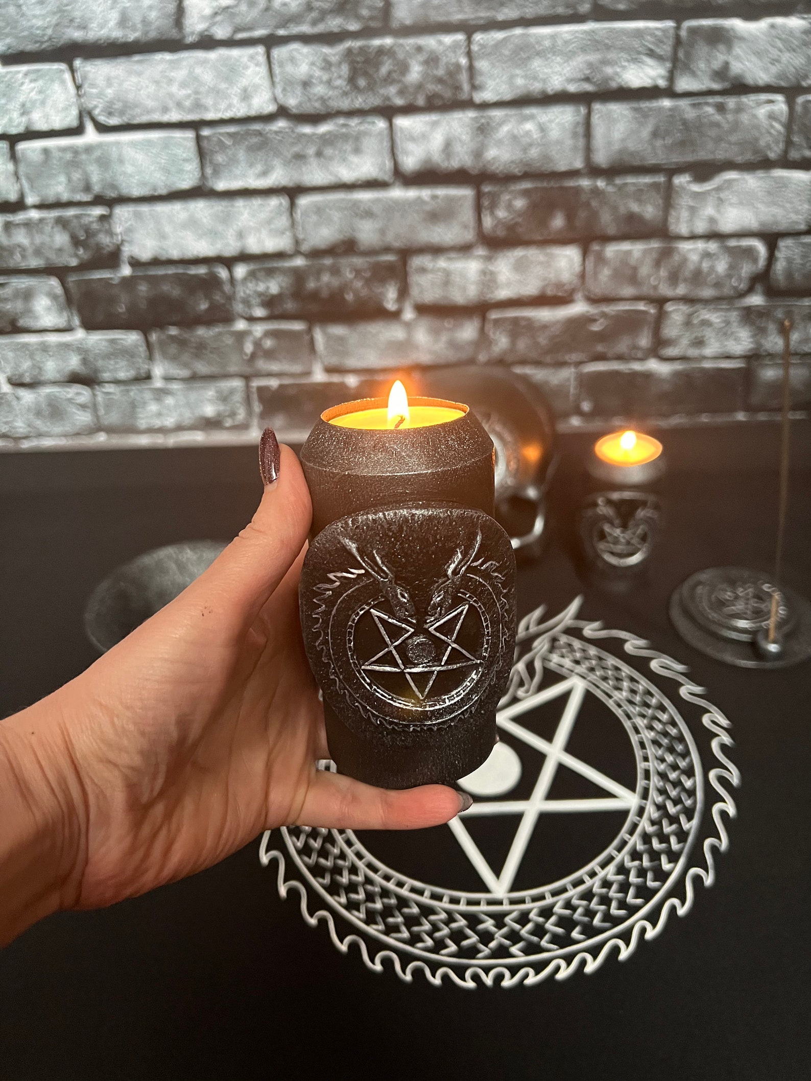MLO Candlestick Azerate Chaos Magic Anti Cosmic Pentagramm MLO - Etsy