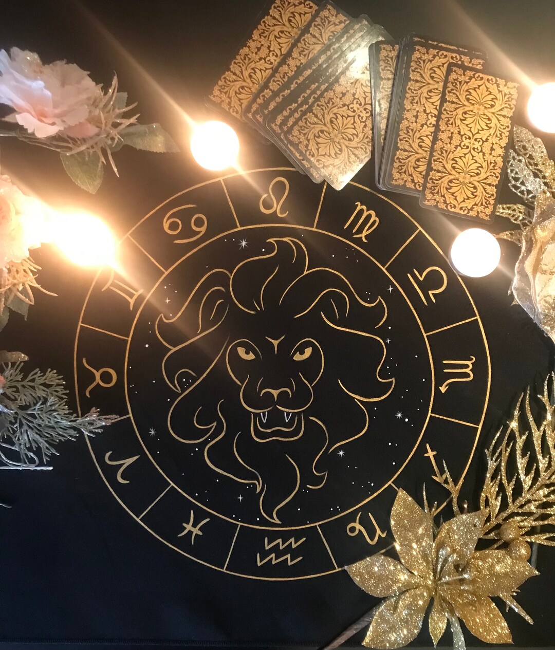 Leo Zodiac Tablecloth | Astrological Altar Cloth | Celestial Lion Decor ...