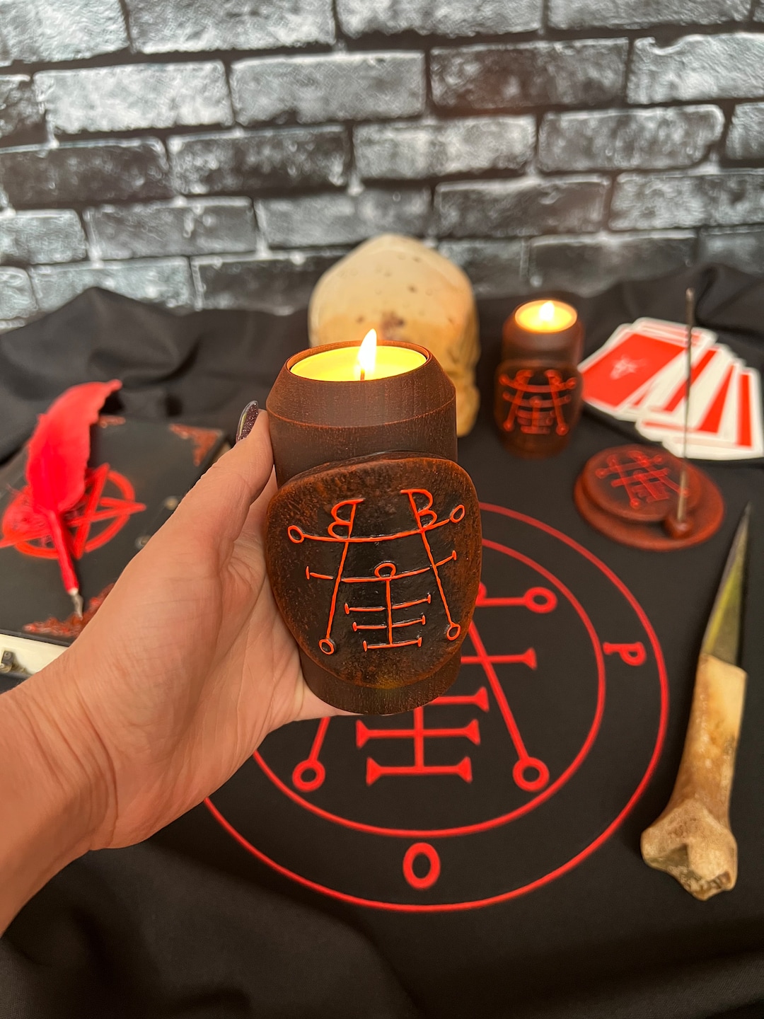 Ipos Goetia Demon Sigil Altar Candlestick Solomon Magic Ritual Tool ...