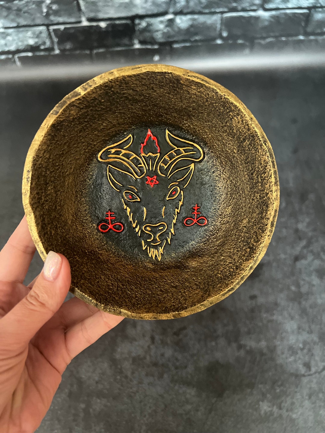 Baphomet Offering Bowl Sulfur Decoration Plate Satan Home Decor Altar ...