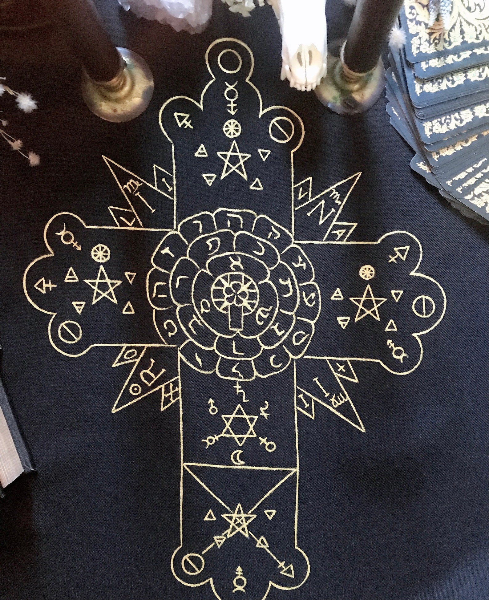 Rose Cross Cloth Golden Dawn Symbol Witch Home Decor | Etsy