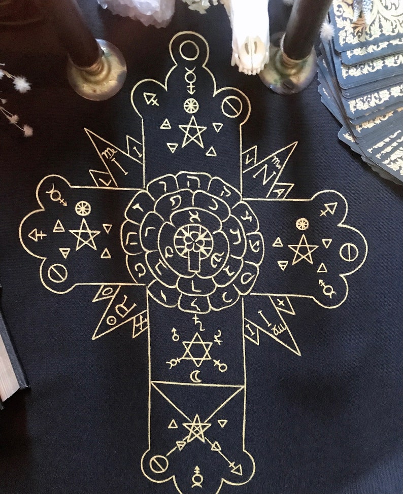 Rose Cross Cloth Golden Dawn Symbol Witch Home Decor | Etsy