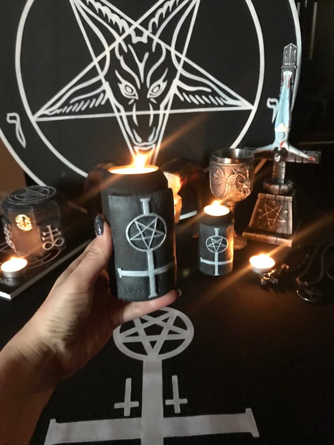 Inverted Cross Candlestick Satan Candle Holder Decor Satanism - Etsy