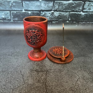 Medusa Gorgon SET Altar Cup Incense Holder Greek Mythology Goblet ...