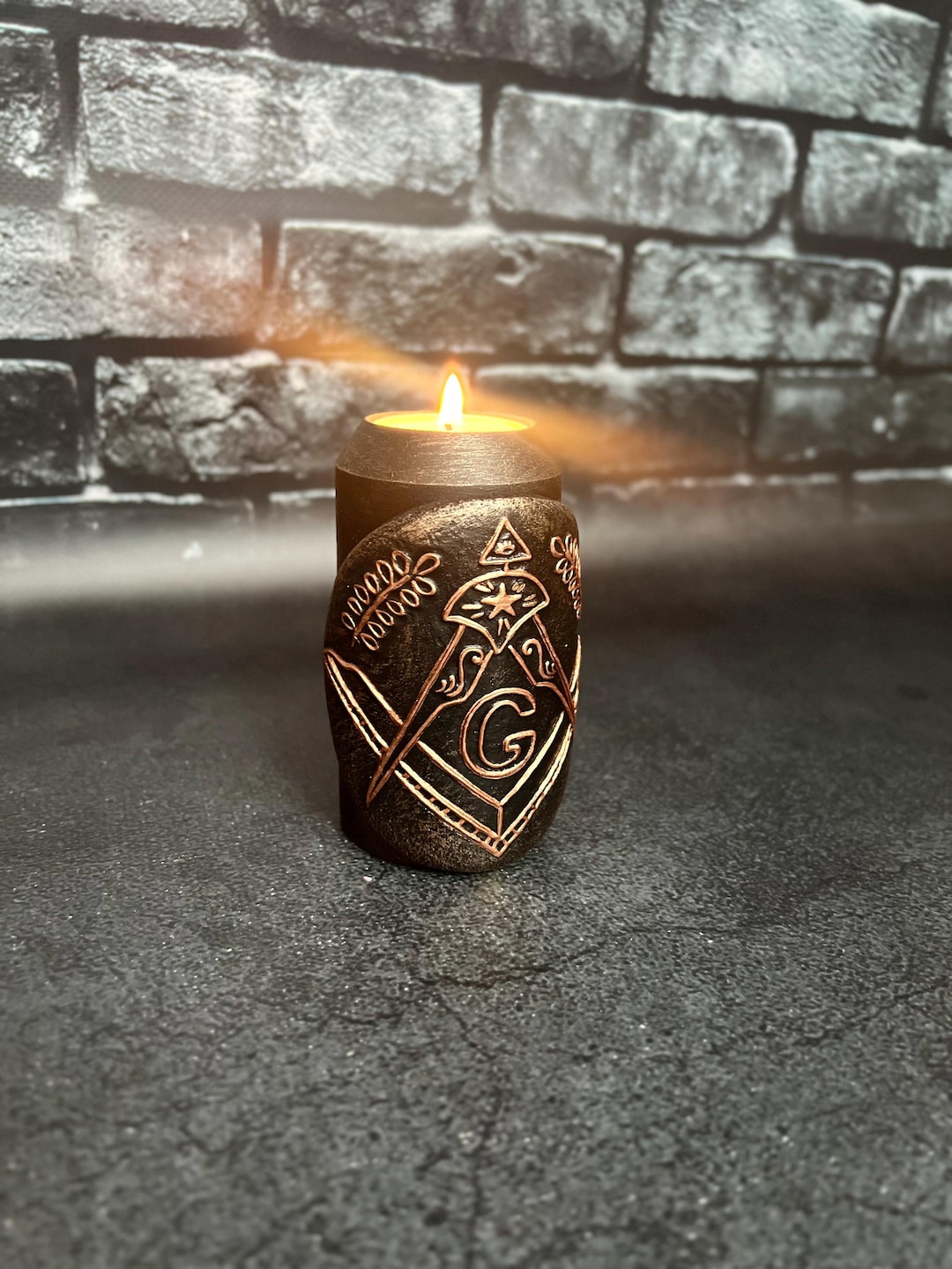 Masonic Freemasonry Symbol Candlestick Secret Society Ritual Altar ...