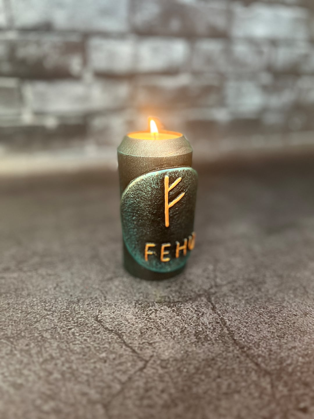 Fehu Candlestick Runes Candle Holder Altar Esoteric Symbol Witchcraft ...