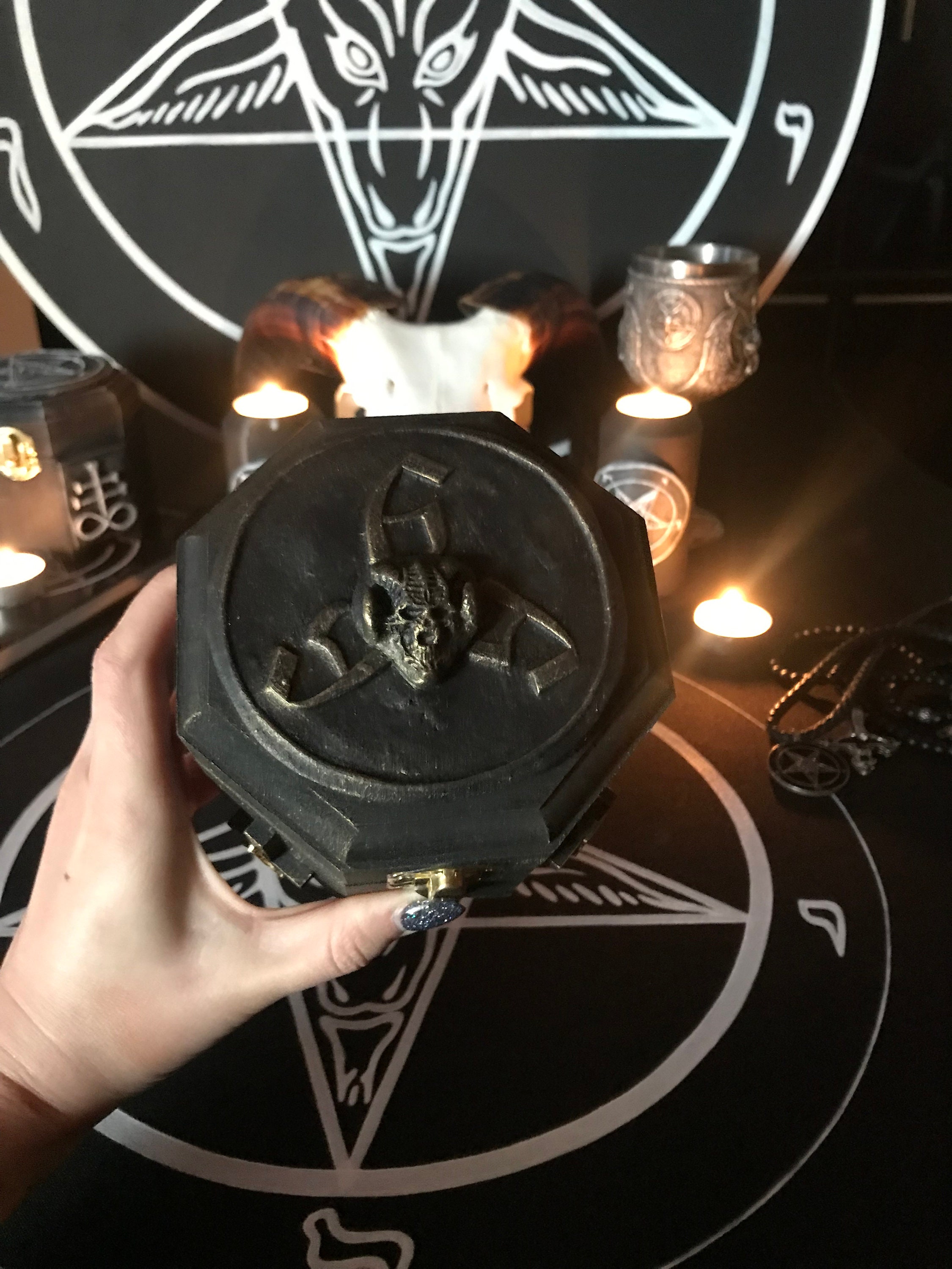 Satan Wooden Box 666 Inverted Cross Satan Altar Home Decor | Etsy