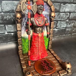 Shango Altar Statue – Yoruba Thunder God Figurine Voodoo, African Magic ...