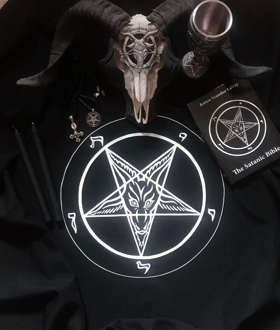 Baphomet Altar Tablecloth | Anton Lavey Sigil Ritual Cloth | Leviathan ...