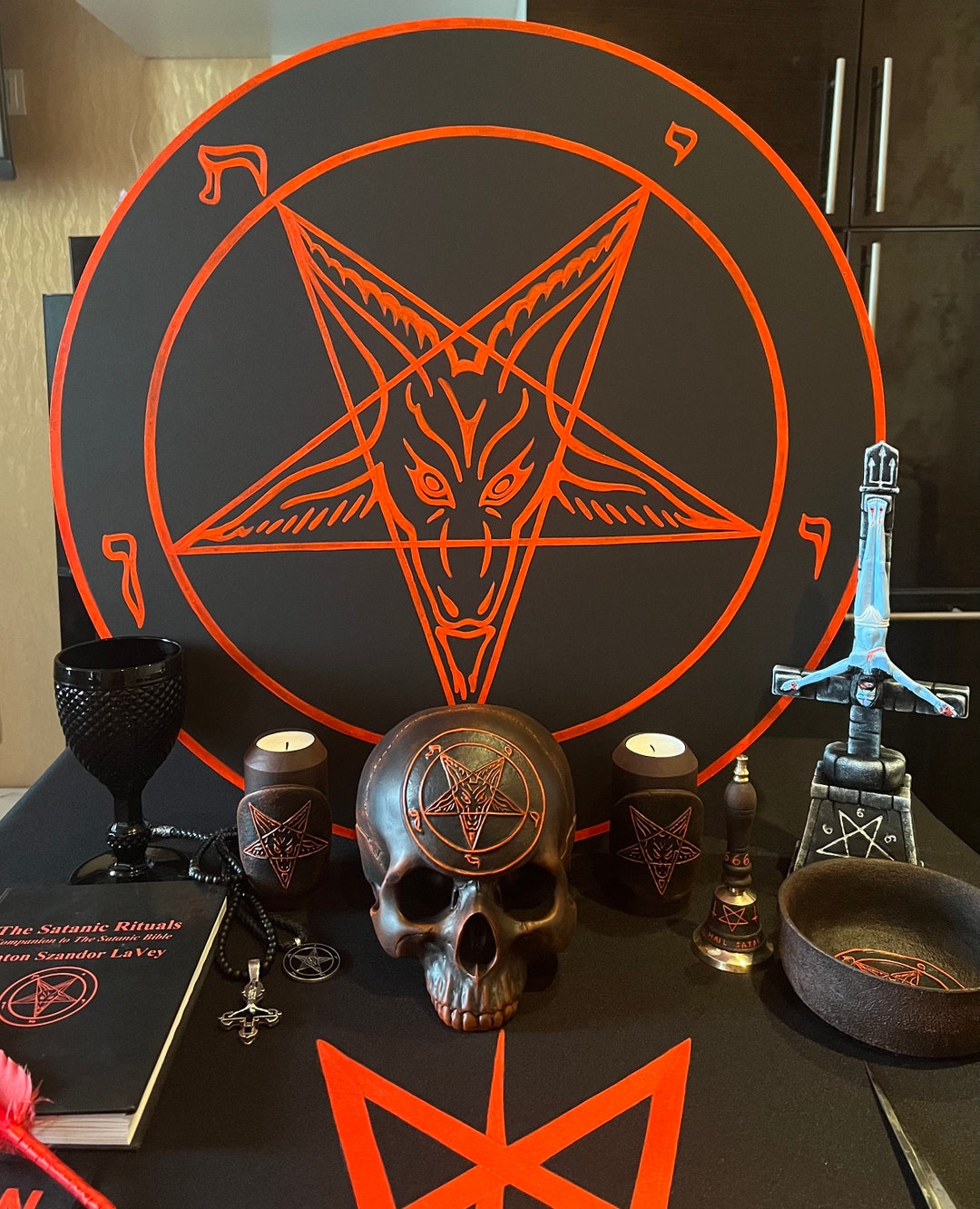 Wall Plaque Baphomet Satan Pentacle Anton Lavey Sigil Satan Home Decor ...