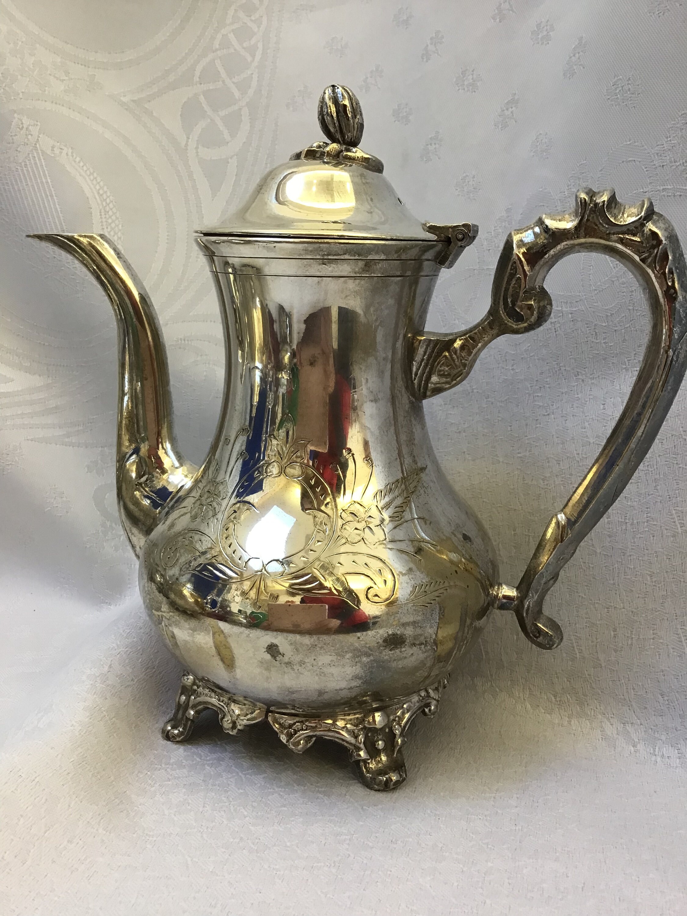 EPNS Tea Pot Coffee Pot Milk Creamer Sugar Hsie EPNS Numbered 22 25 27 ...