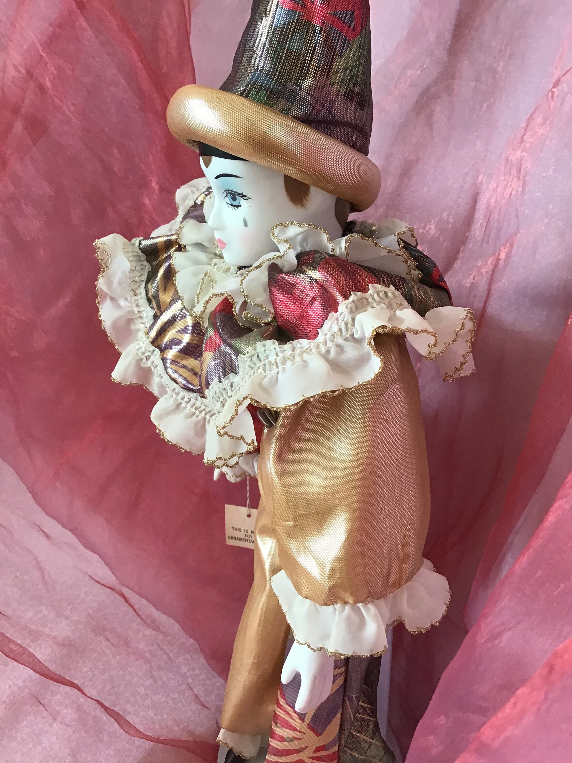 Pierrot Doll Ceramic Doll Tear of a Clown Doll Ceramic Doll Collector ...