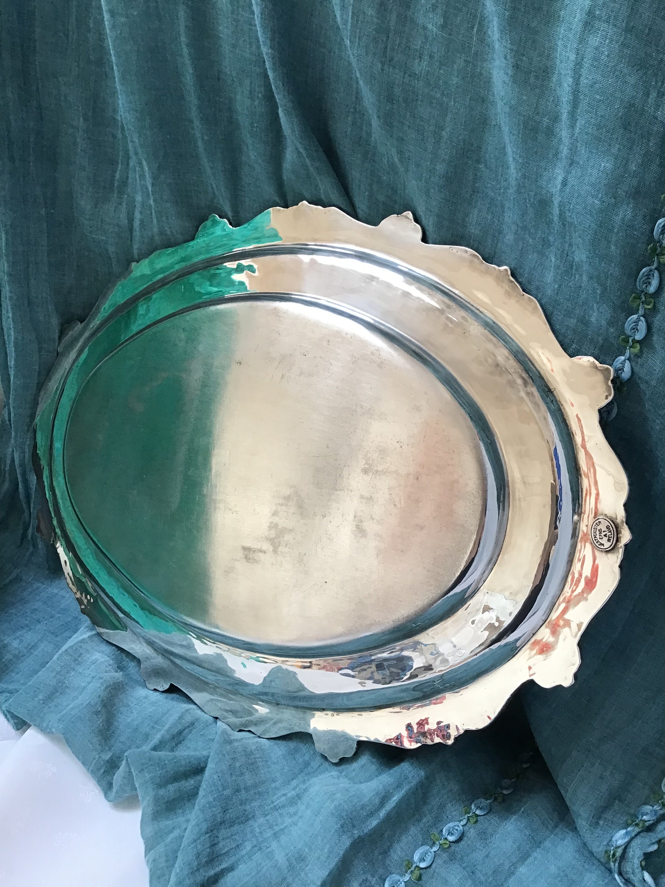 Silver Plated EPNS Platter Tray With Rose Trim and High Shine and Two ...