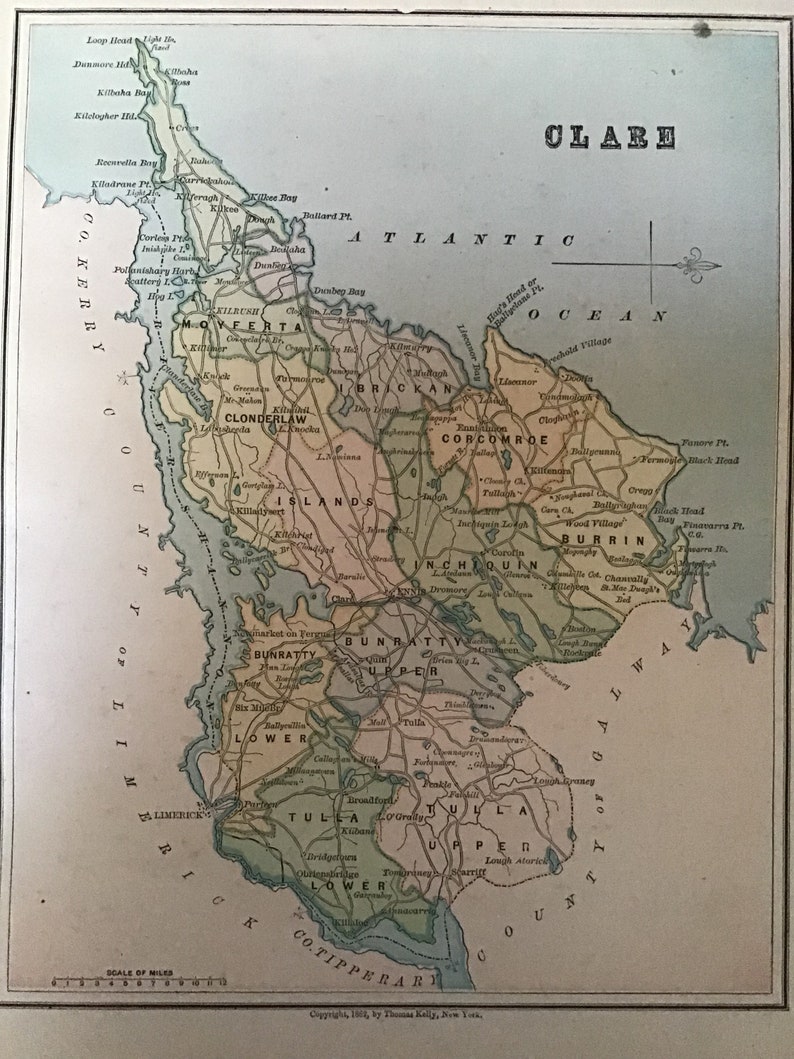 Antique Map County Clare Antique Map Londonderry Old Irish Maps Thomas ...