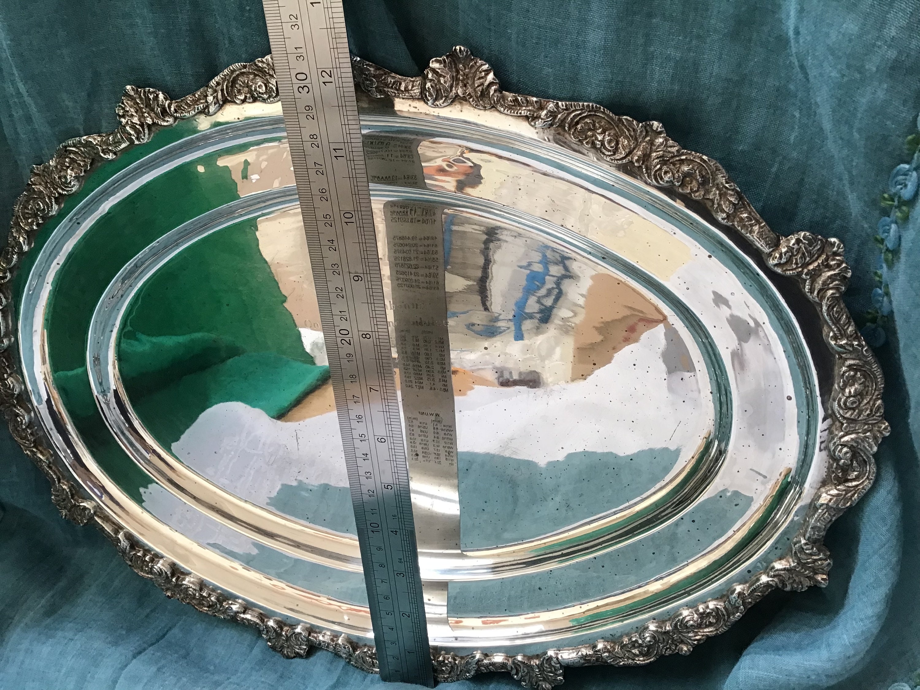 Silver Plated EPNS Platter Tray With Rose Trim and High Shine and Two ...