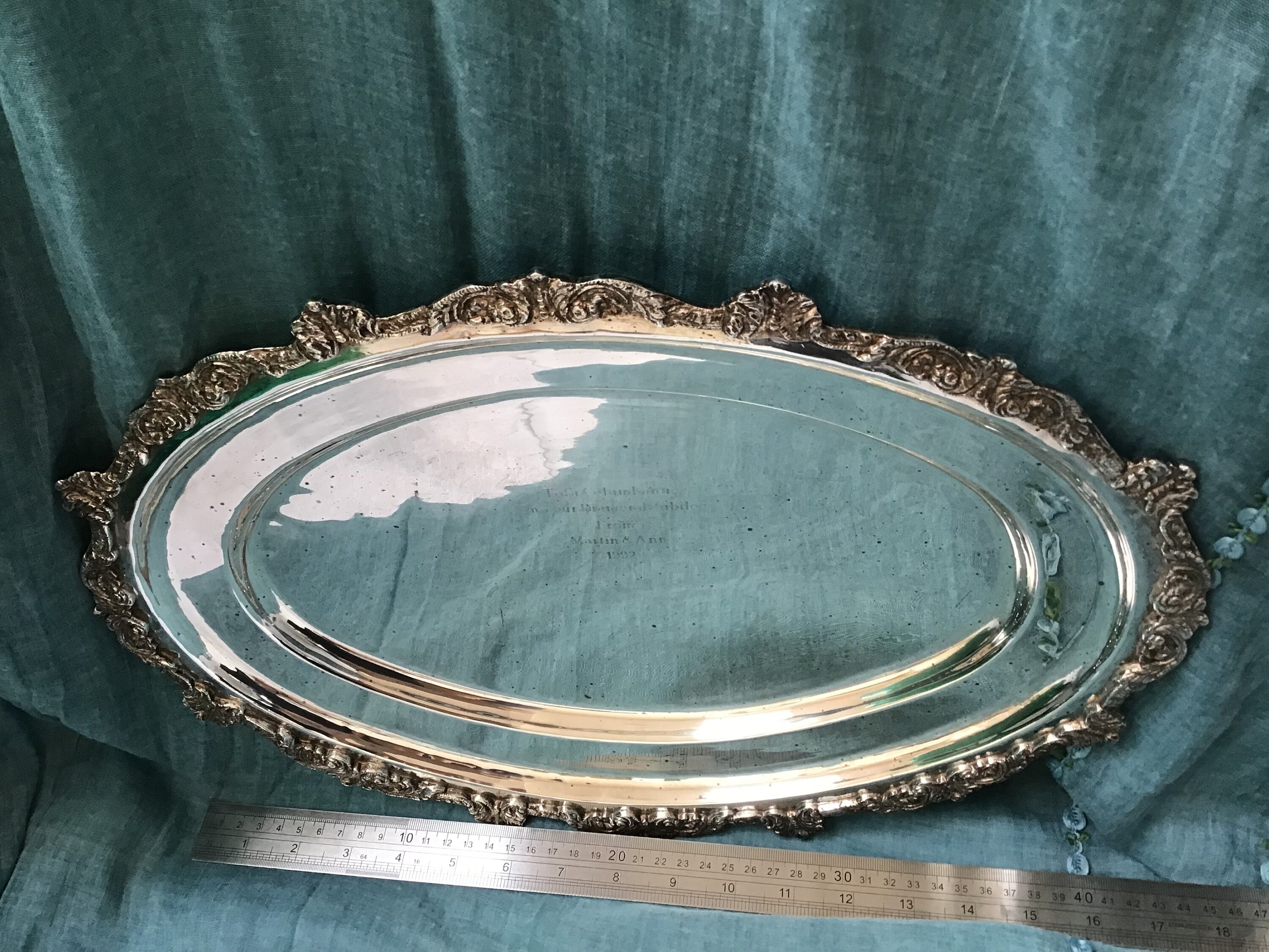 Silver Plated EPNS Platter Tray With Rose Trim and High Shine and Two ...