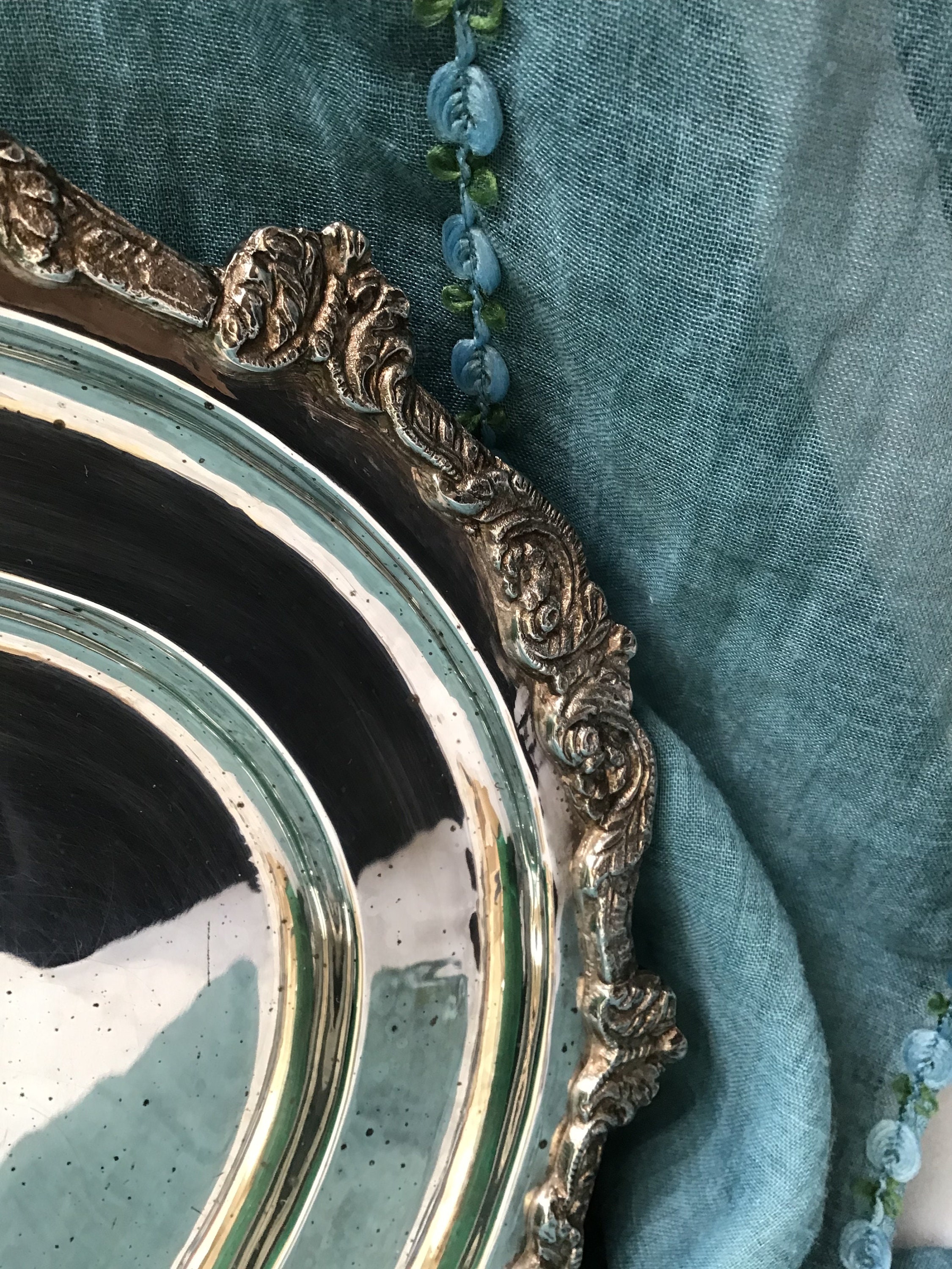 Silver Plated EPNS Platter Tray With Rose Trim and High Shine and Two ...