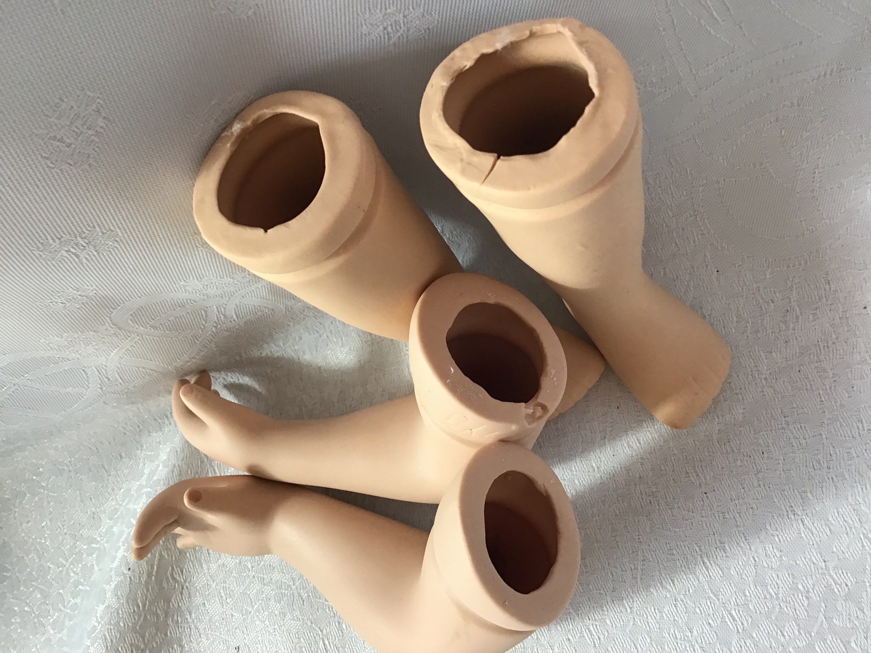 Ceramic Doll Parts Arms and Legs Two Arms Two Legs Large Doll Repair ...