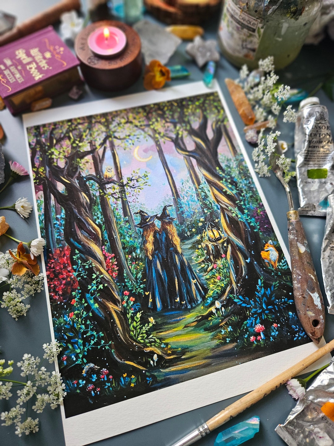 A Tale of Two Friends, PRINT, Witchy Art, Best Friends Gift Idea ...