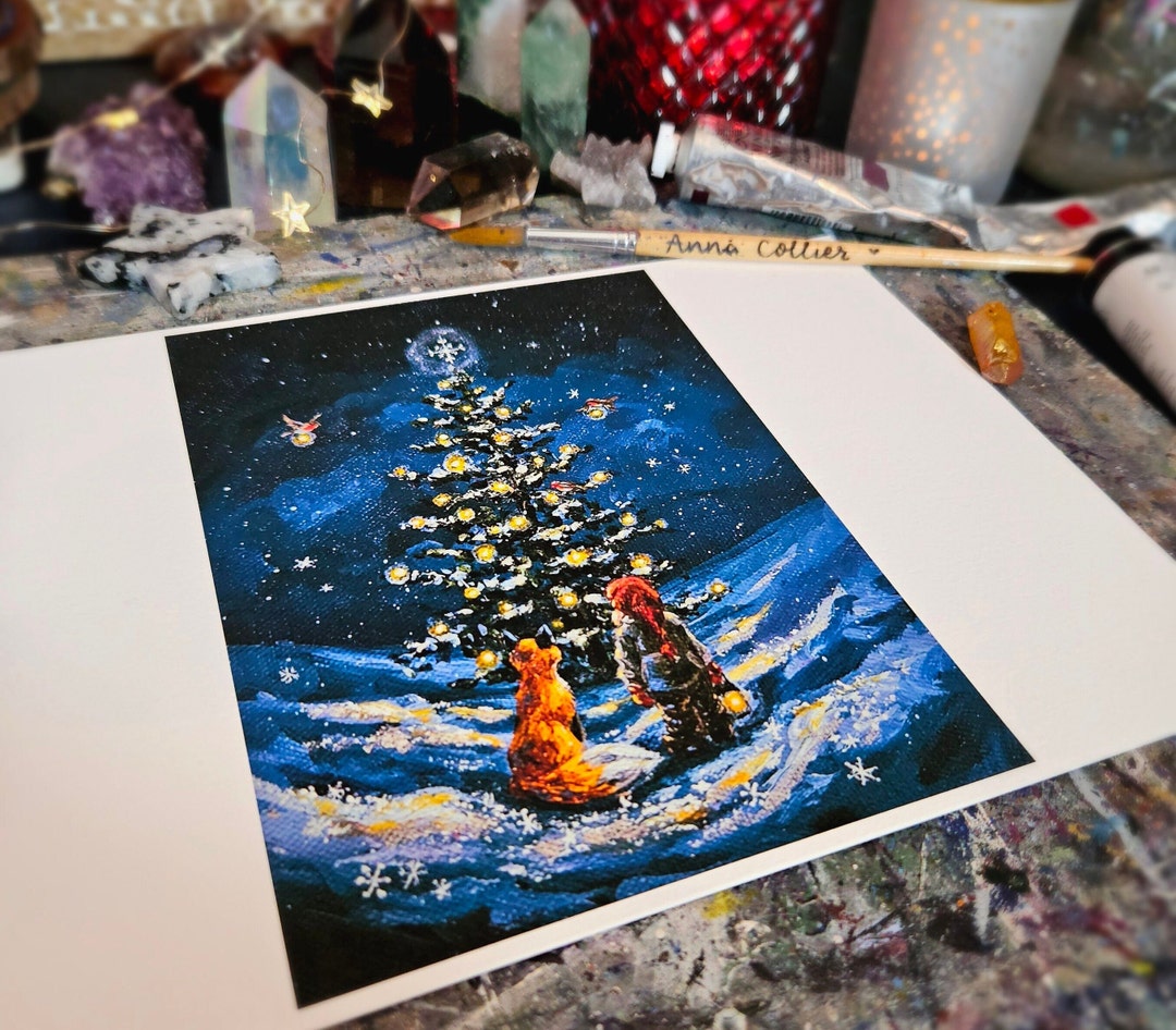 Tomten PRINT, Swedish Christmas Gnome and Fox, Yule Tree and Robins ...