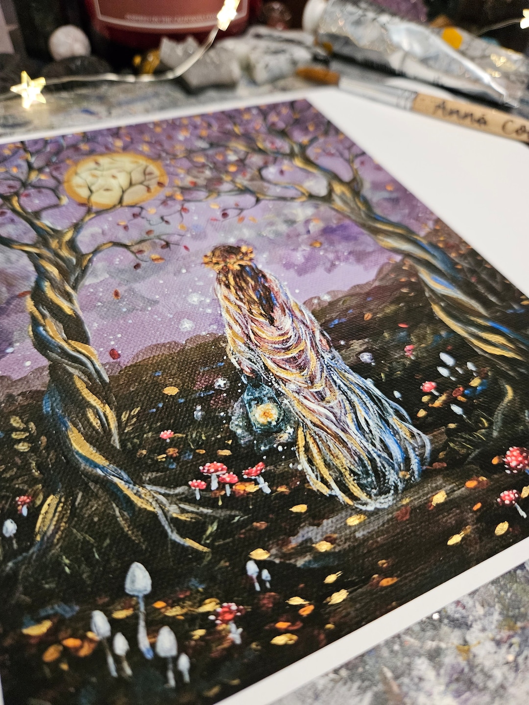 The Guiding Light PRINT, Autumnal Maiden and Full Moon, Spiritual Art ...