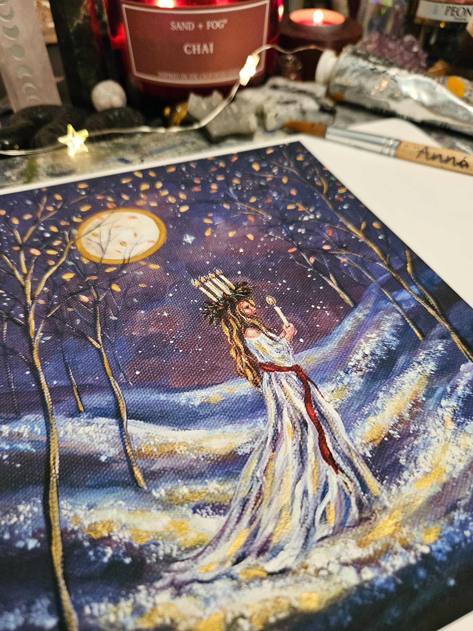 Sankta Lucia PRINT Saint Lucy Fine Art Print, Full Moon, Snowy ...