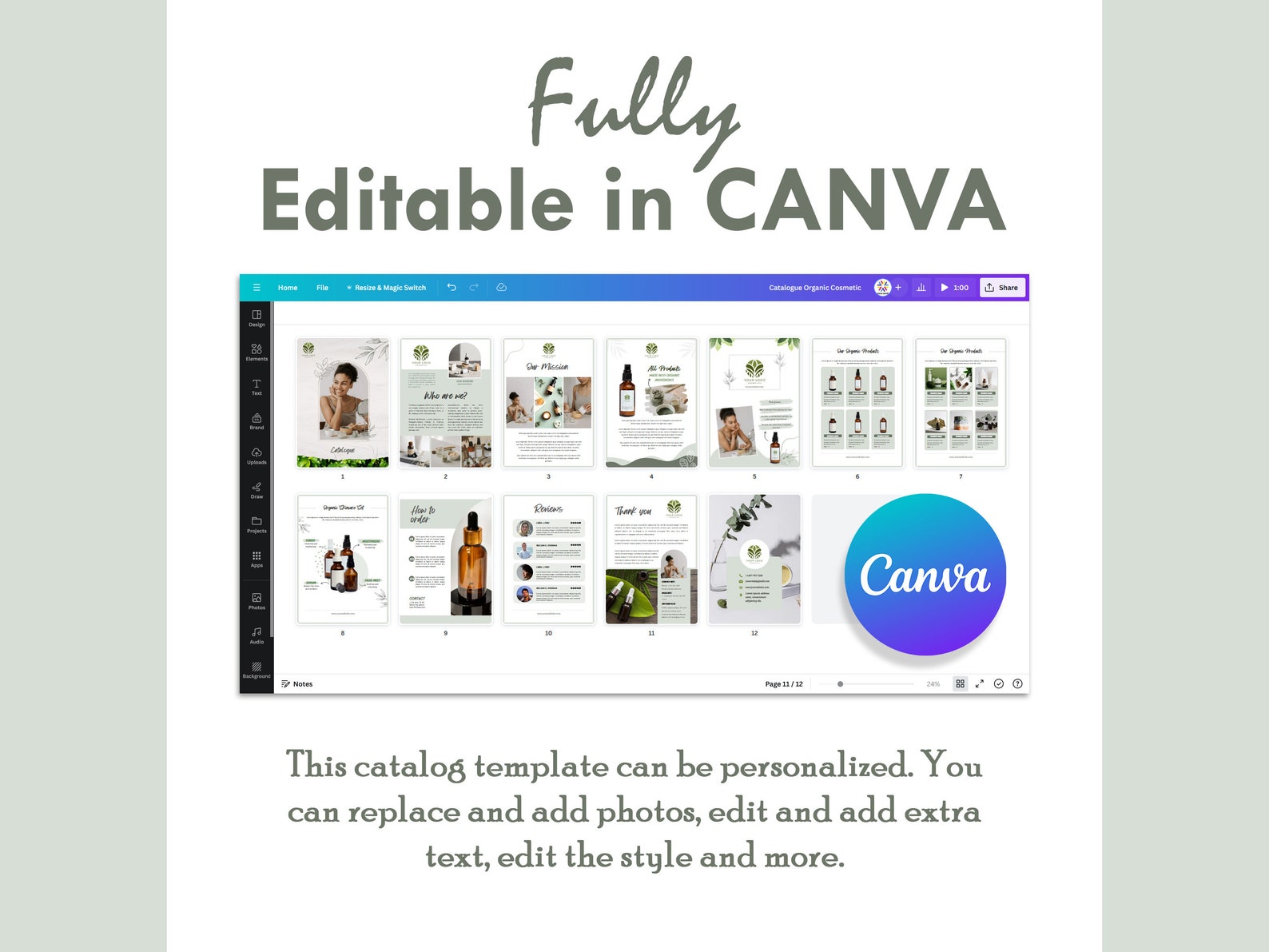Organic Cosmetics Product Catalogue Template | Modern Canva Design (A4 ...