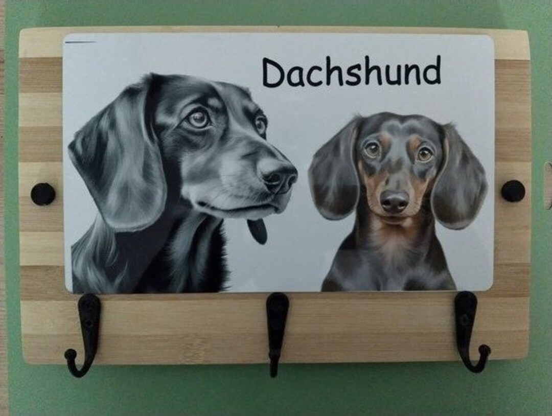 Dog Large Wall Mounted Rustic Wooden Key & Lead Hook Tidy With ...