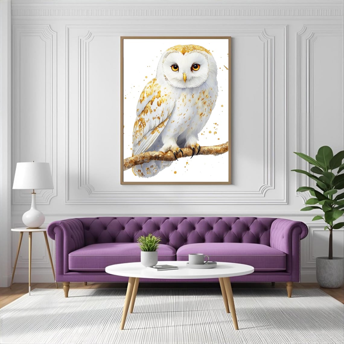 Snow Owl Watercolour Painting Wall Art Print - Etsy UK