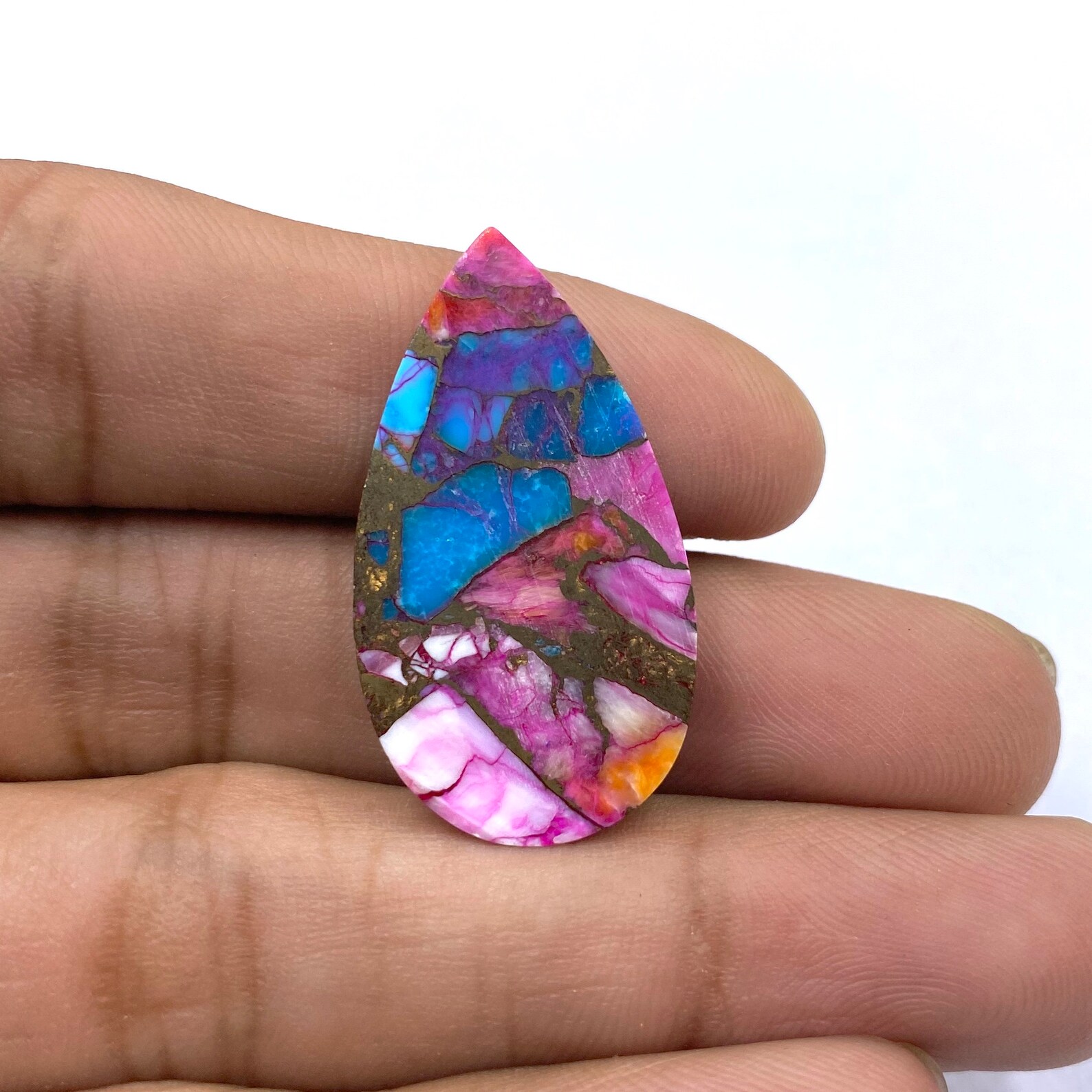 Pink Oyster Turquoise Cabochon, Pink Dahlia Oyster Turquoise Gemstone ...