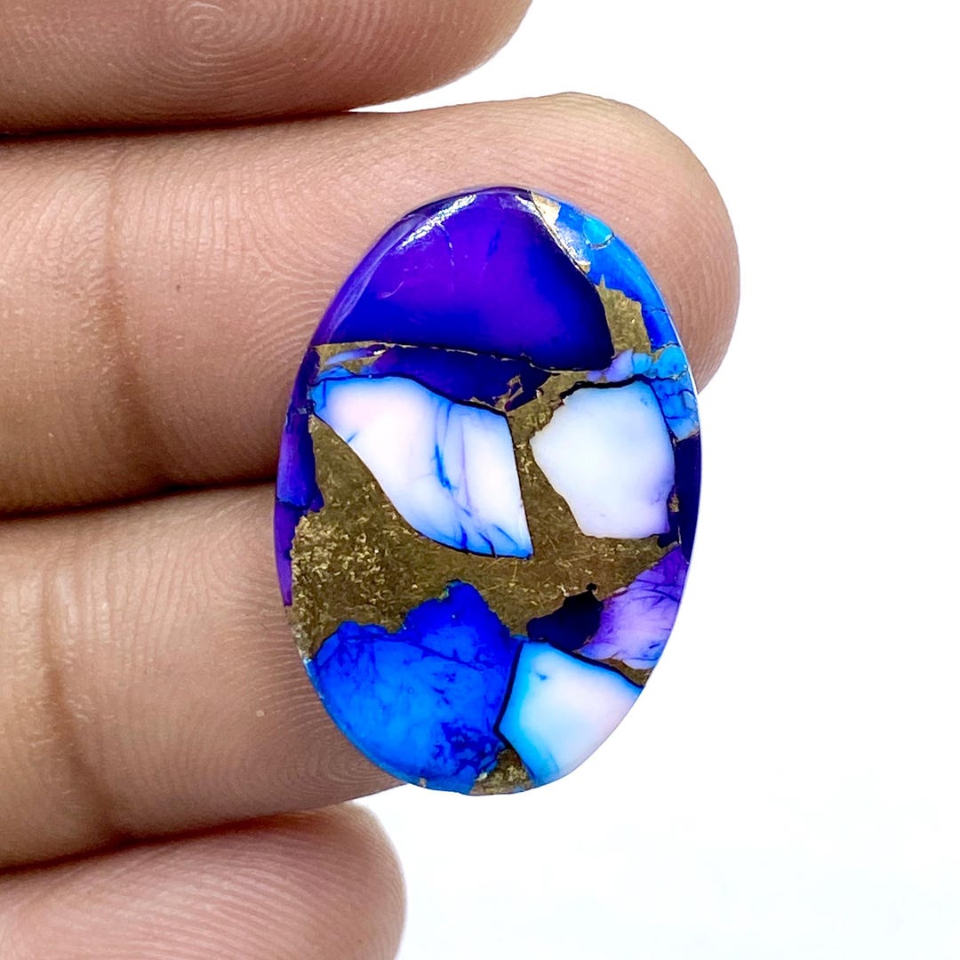 Violet Azure Rose With Blue Dahlia Turquoise - Oval Shape Turquoise ...