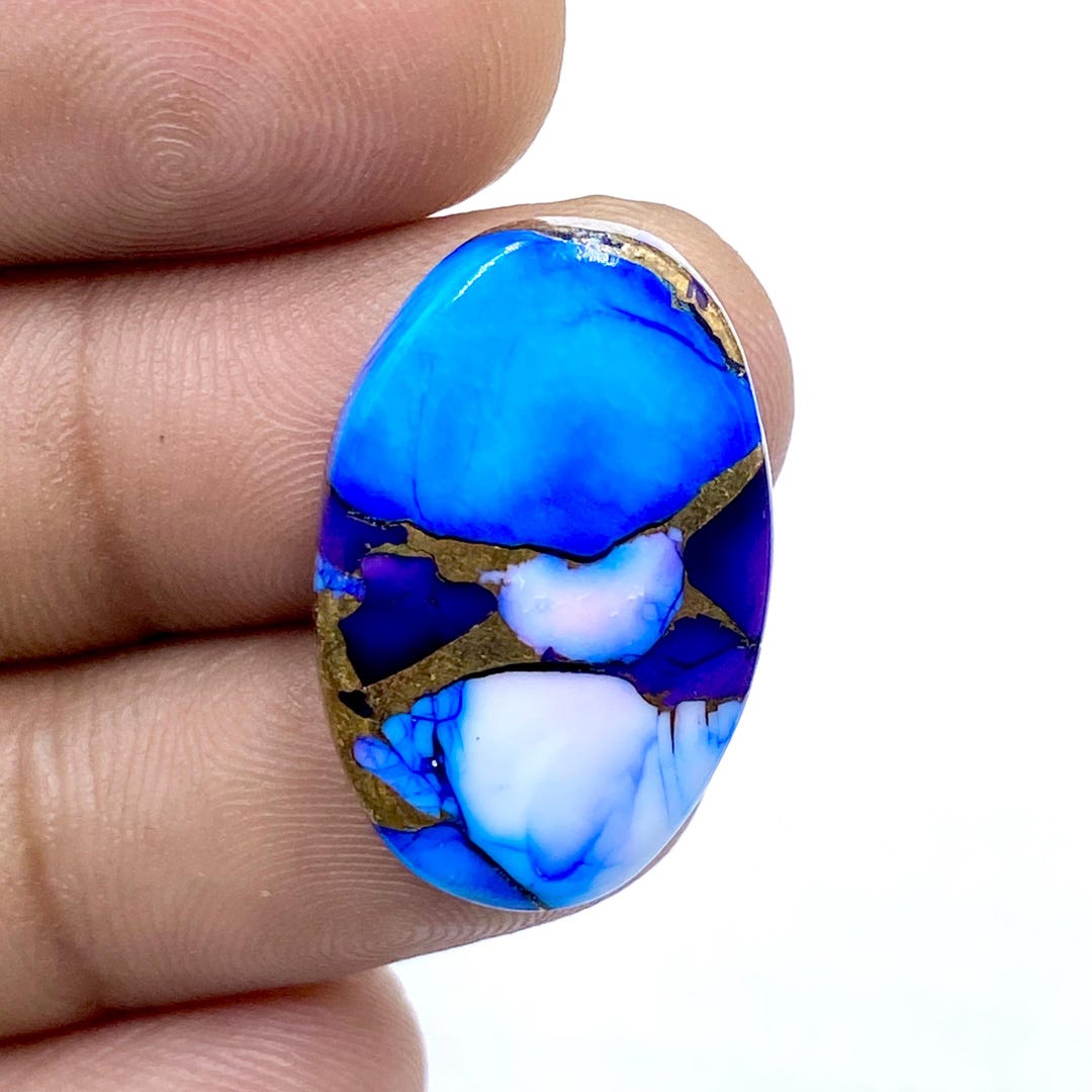 Violet Azure Rose With Blue Dahlia Turquoise - Oval Shape Turquoise ...