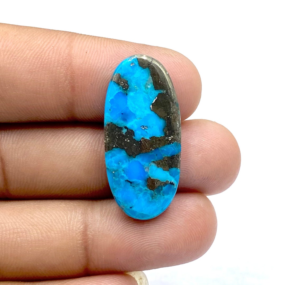 Pyrite Turquoise Cabochon - Turquoise With Pyrite Inclusion - Oval ...
