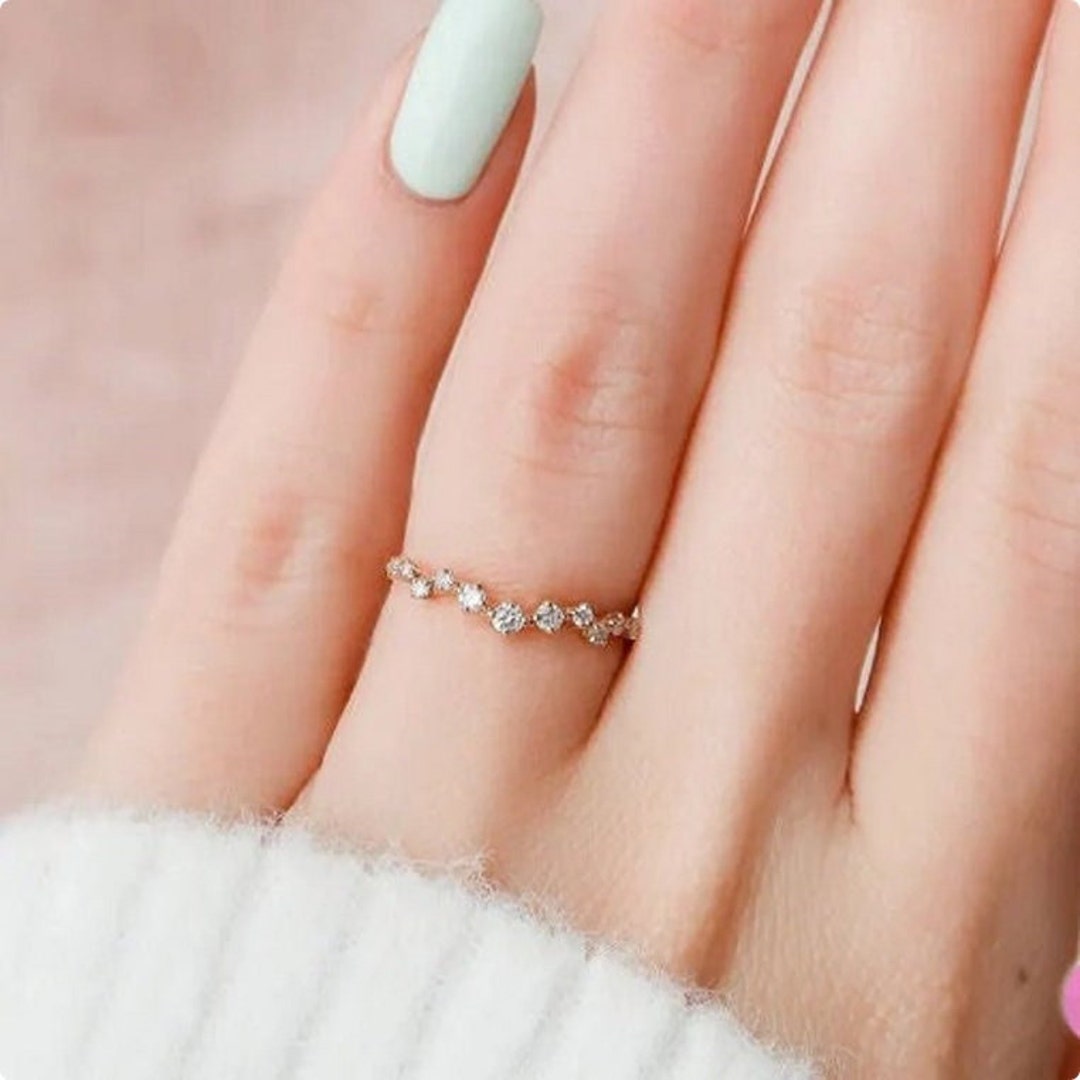 Rose Gold Royal Curve Ring, Curved Wedding Band Ring, Chevron Stacking ...