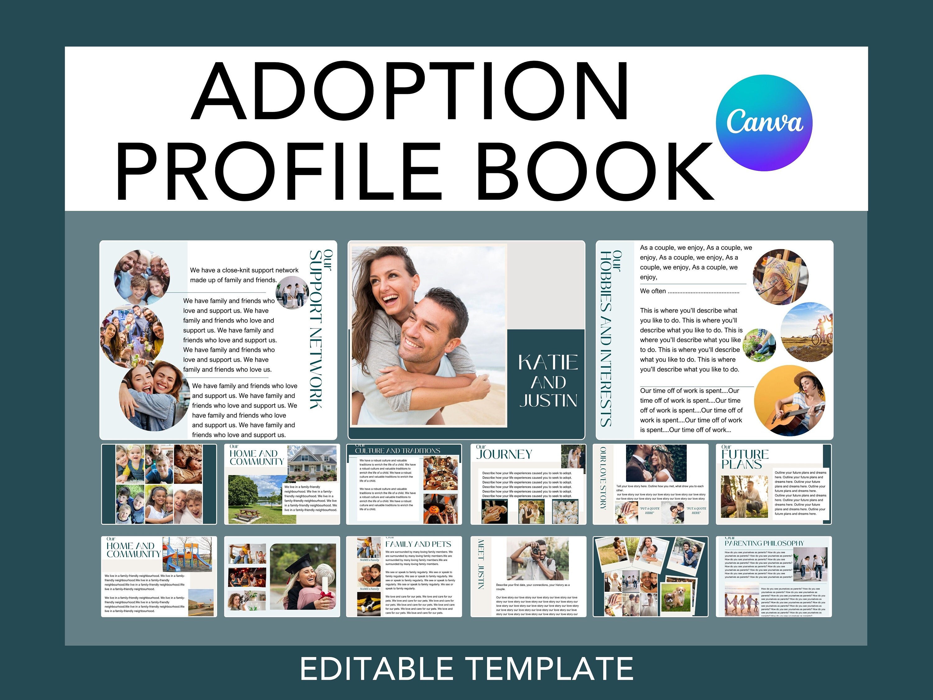 Adoption Profile Book Template Canva, Editable Adoption Profile Book ...