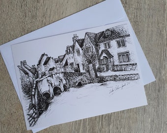 Castle Combe, Artwork, Hand Drawing, Ink Pen Drawing, Giclee Print ...