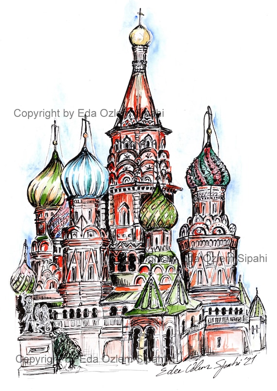 Red Square Artwork Hand Drawing Ink Pen Drawing Giclee | Etsy