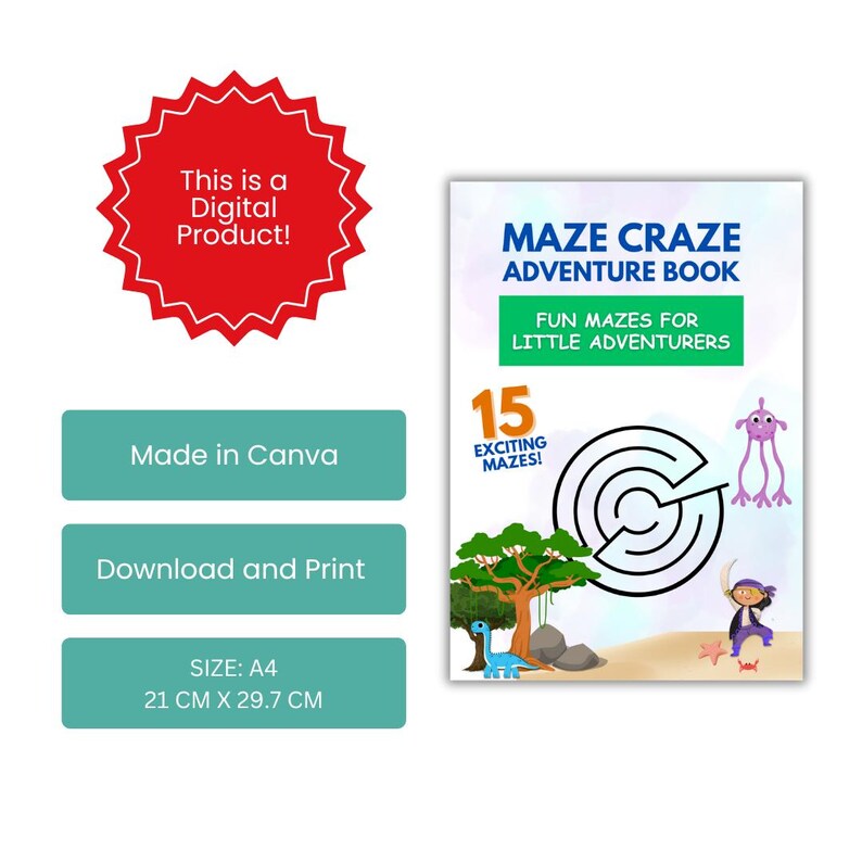 Maze Game Printable, Maze Printable, Maze Book for Kids, Preschool Busy ...
