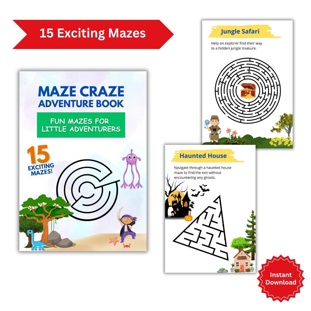 Maze Game Printable, Maze Printable, Maze Book for Kids, Preschool Busy ...
