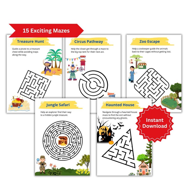 Maze Game Printable, Maze Printable, Maze Book for Kids, Preschool Busy ...