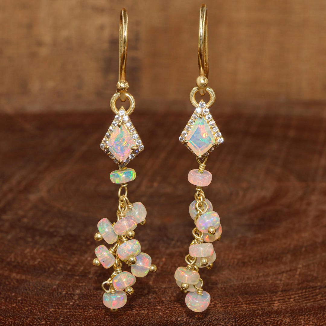 White Opal Earrings, Vintage Fire Opal Earrings, Earrings for Women ...