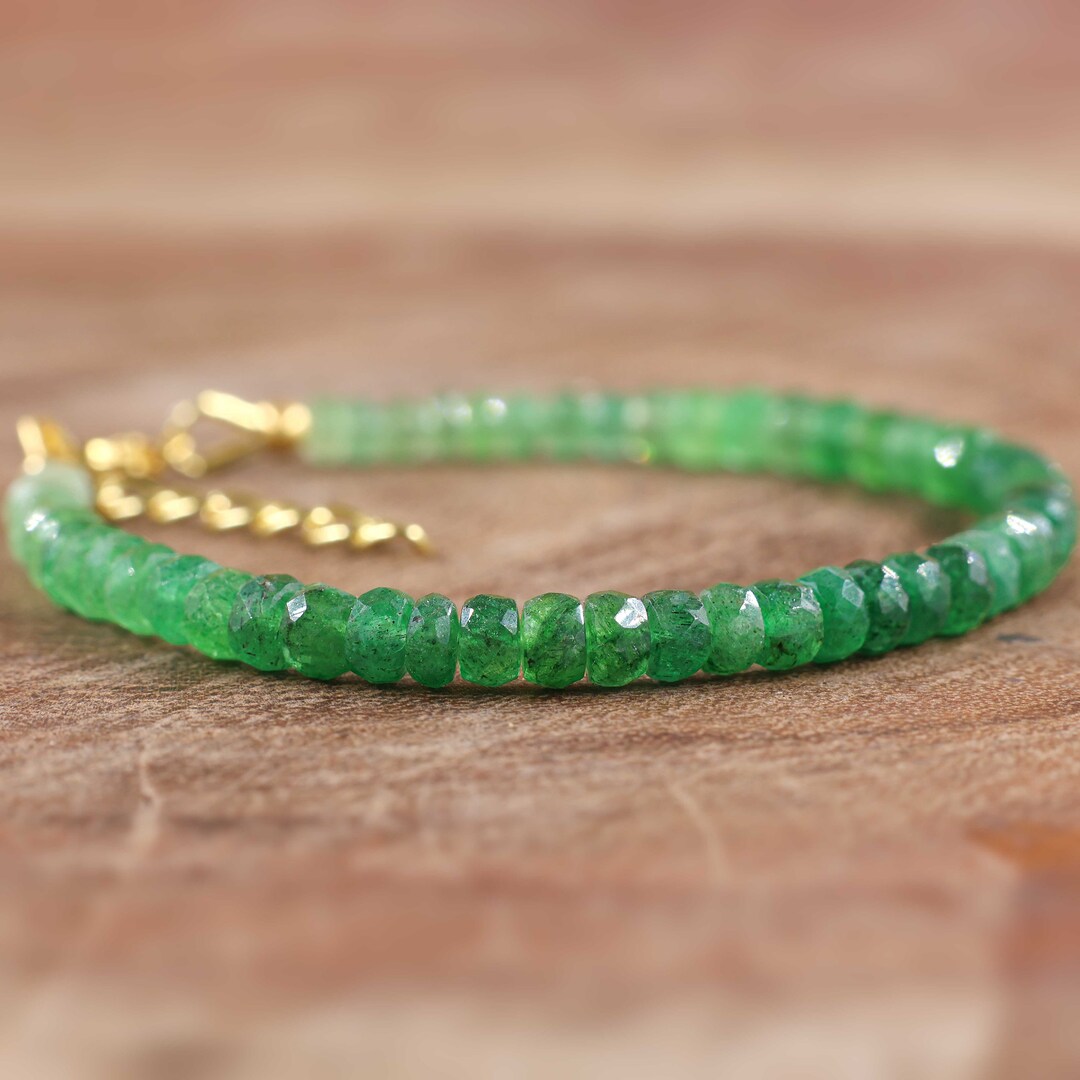Green Shaded Emerald Beryl Faceted Beads Bracelet, Bracelet for Women ...