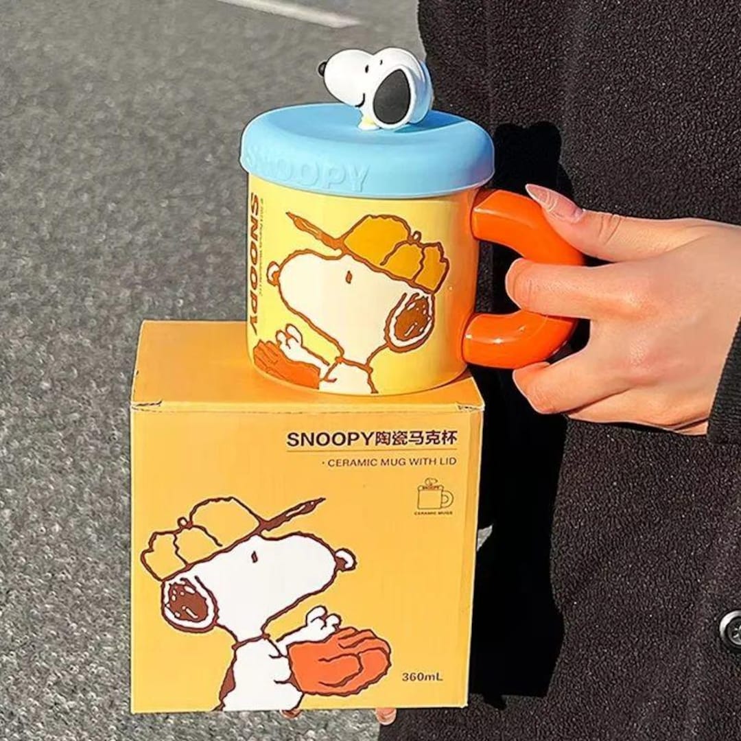 Snoopy Mug With Lid Peanuts Mug Nostalgic Gift 90s Kid Gift 12 Oz ...
