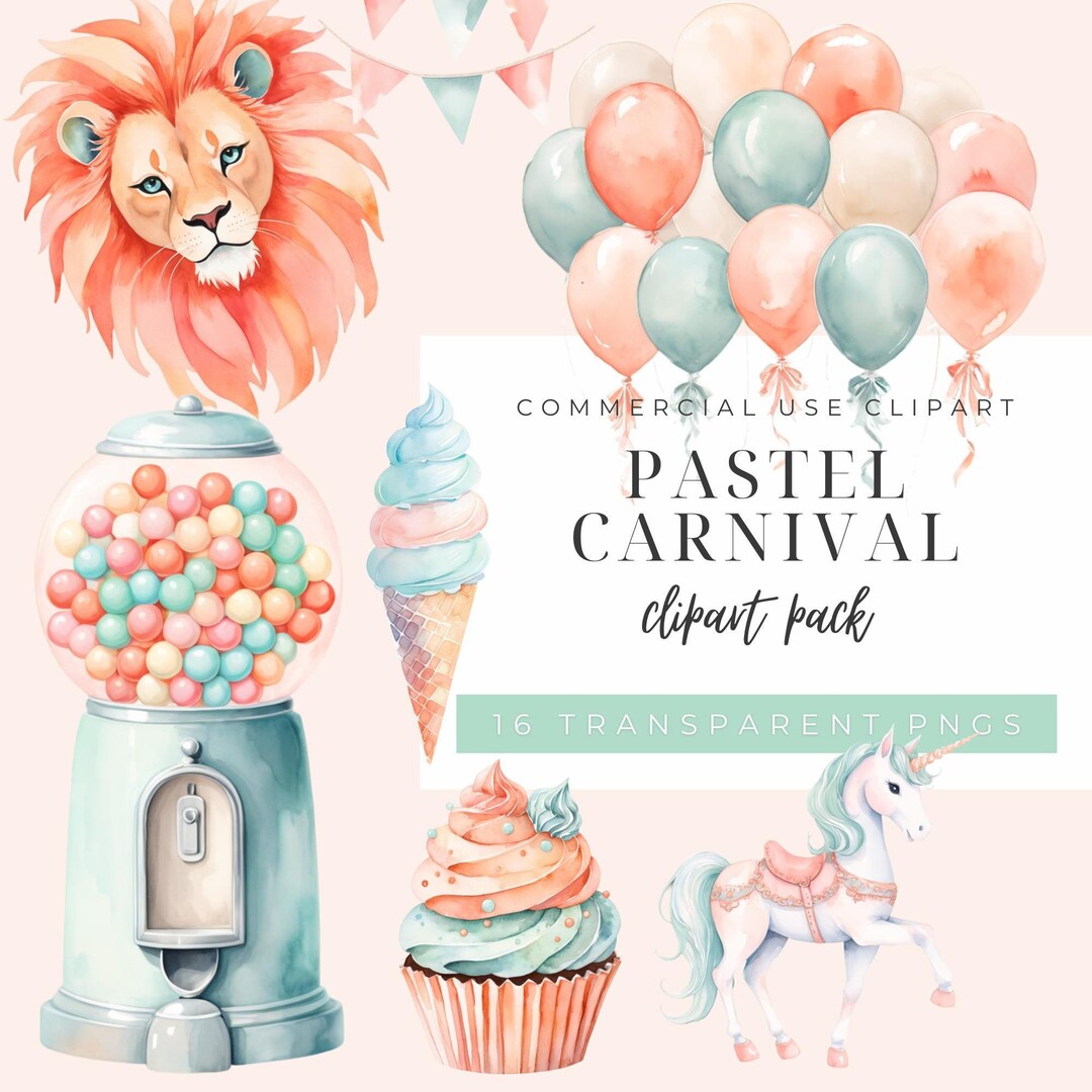 Pastel Carnival Clipart Bundle Candy Clipart Candyland Clipart ...