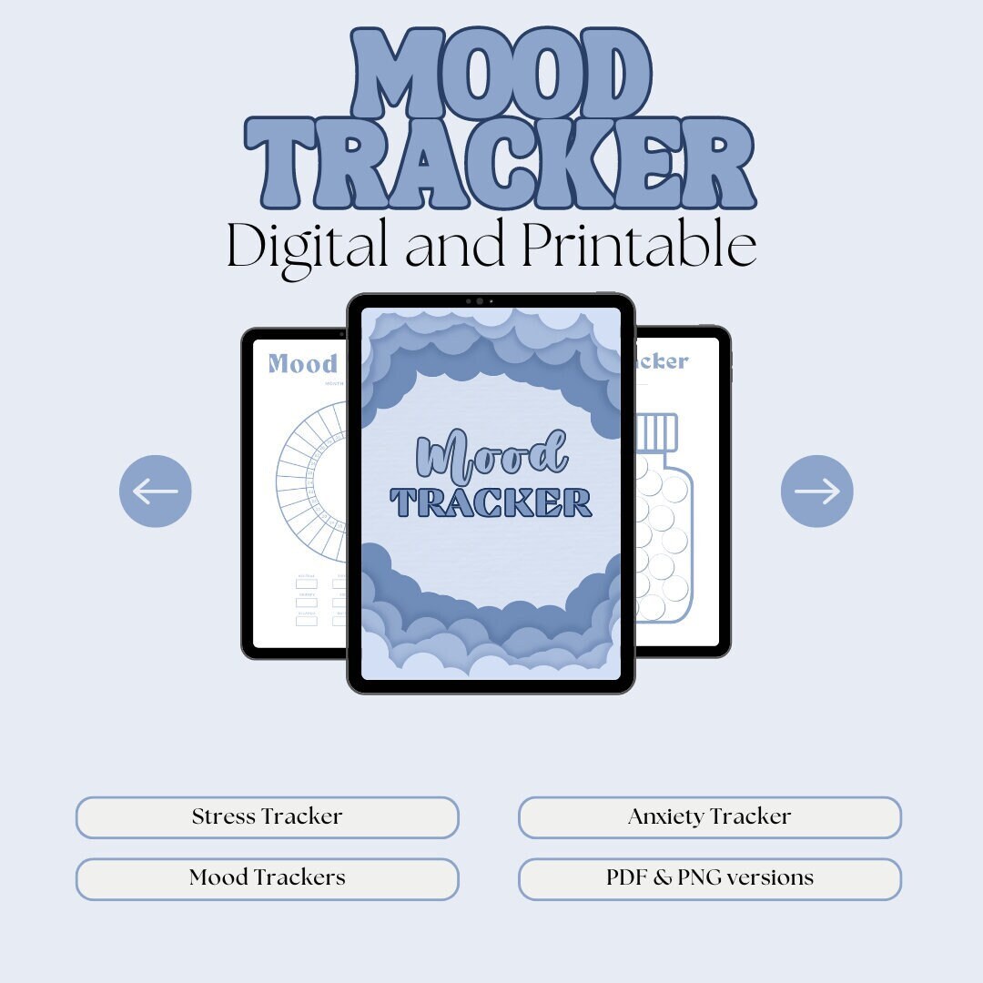 Mood Tracker Notebook Printable and Digital Mood, Anxiety, and Stress ...