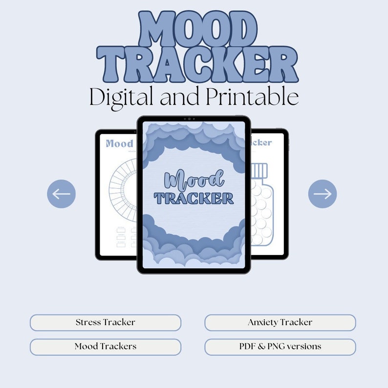 Mood Tracker Notebook Printable and Digital Mood, Anxiety, and Stress ...
