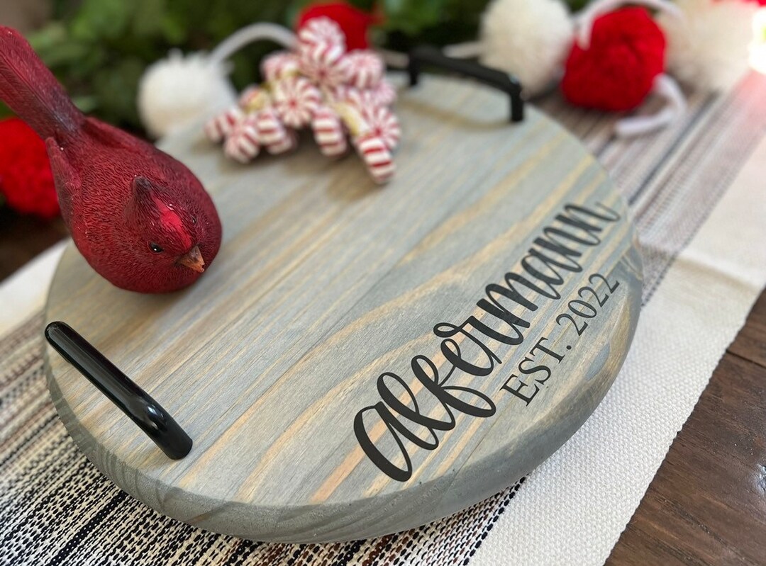 Last Name Est Date Board Serving Tray Lazy Susan Personalized Farmhouse ...