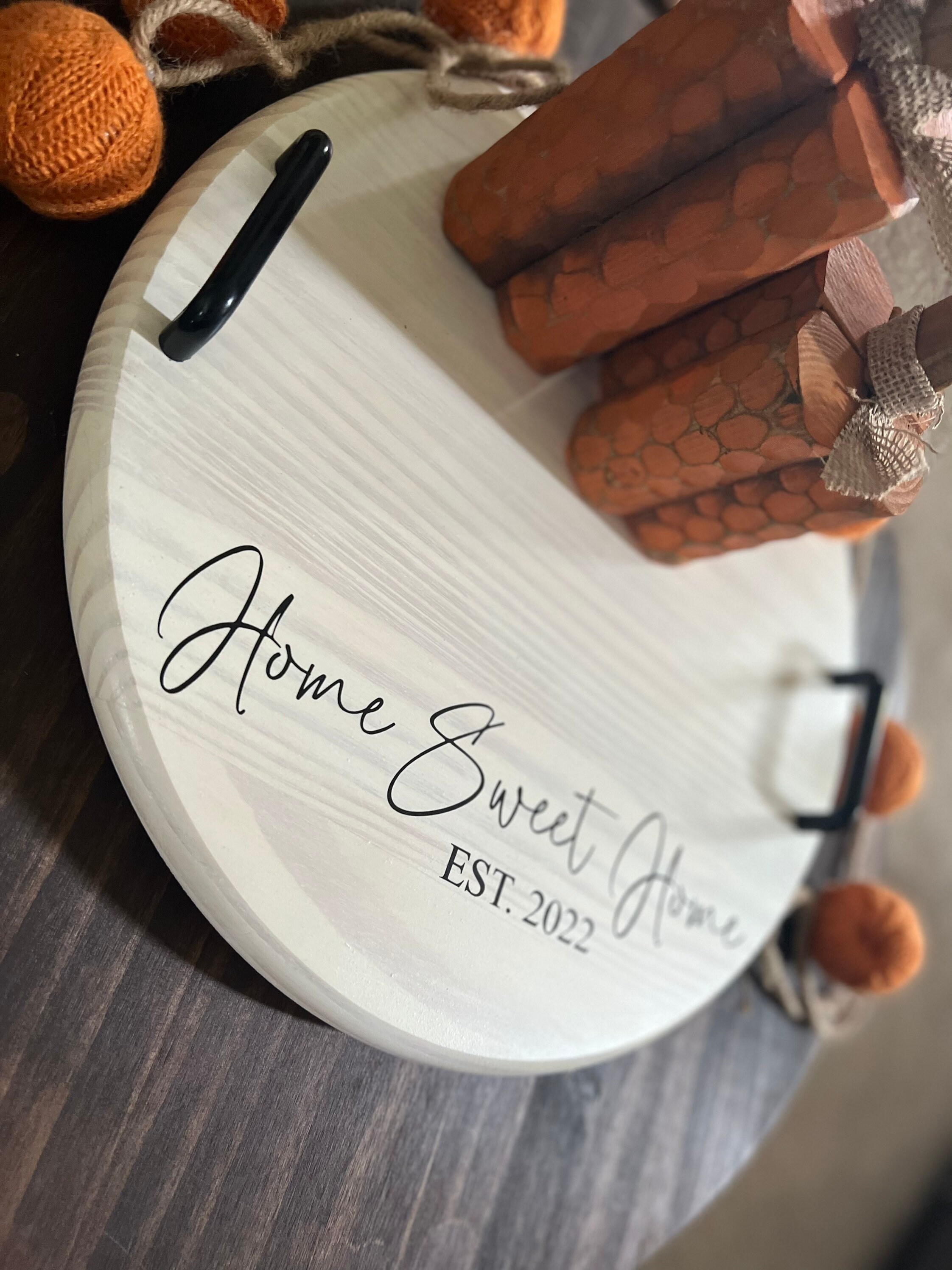 Home Sweet Home Est Date Board Serving Tray Lazy Susan Personalized ...