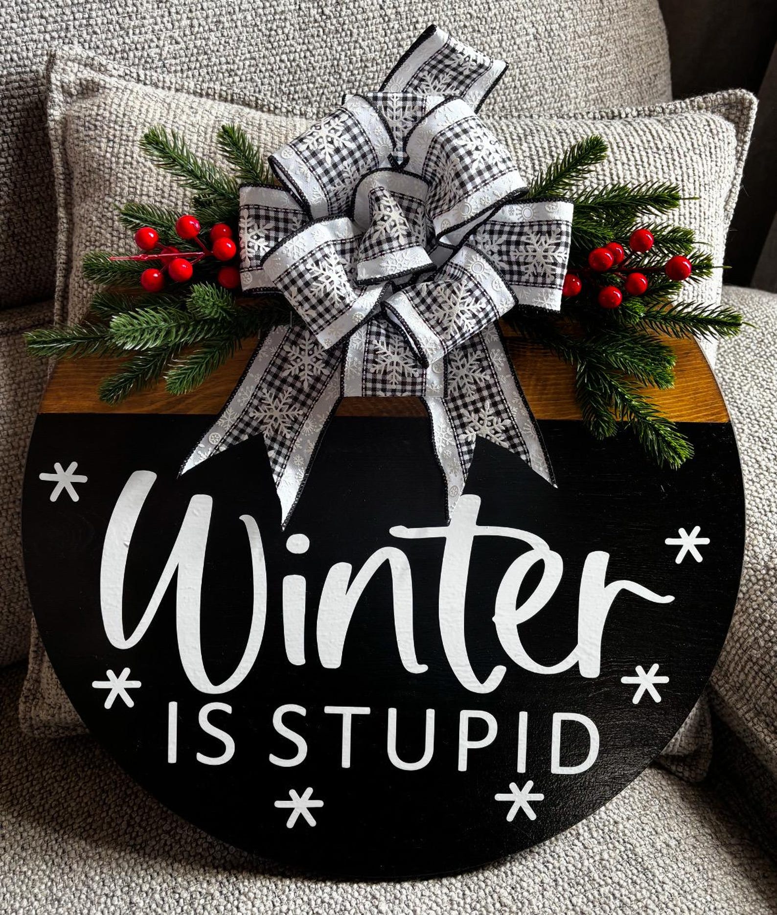 Front Door Decor | Welcome | Winter IS STUPID | Black White | Door ...